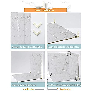 2 PCS Boards Photo Backdrop 2 Marbles Texture for Flat Lay, Food Photography Background 24x24 Inch, BEIYANG (Marble+Marble) …