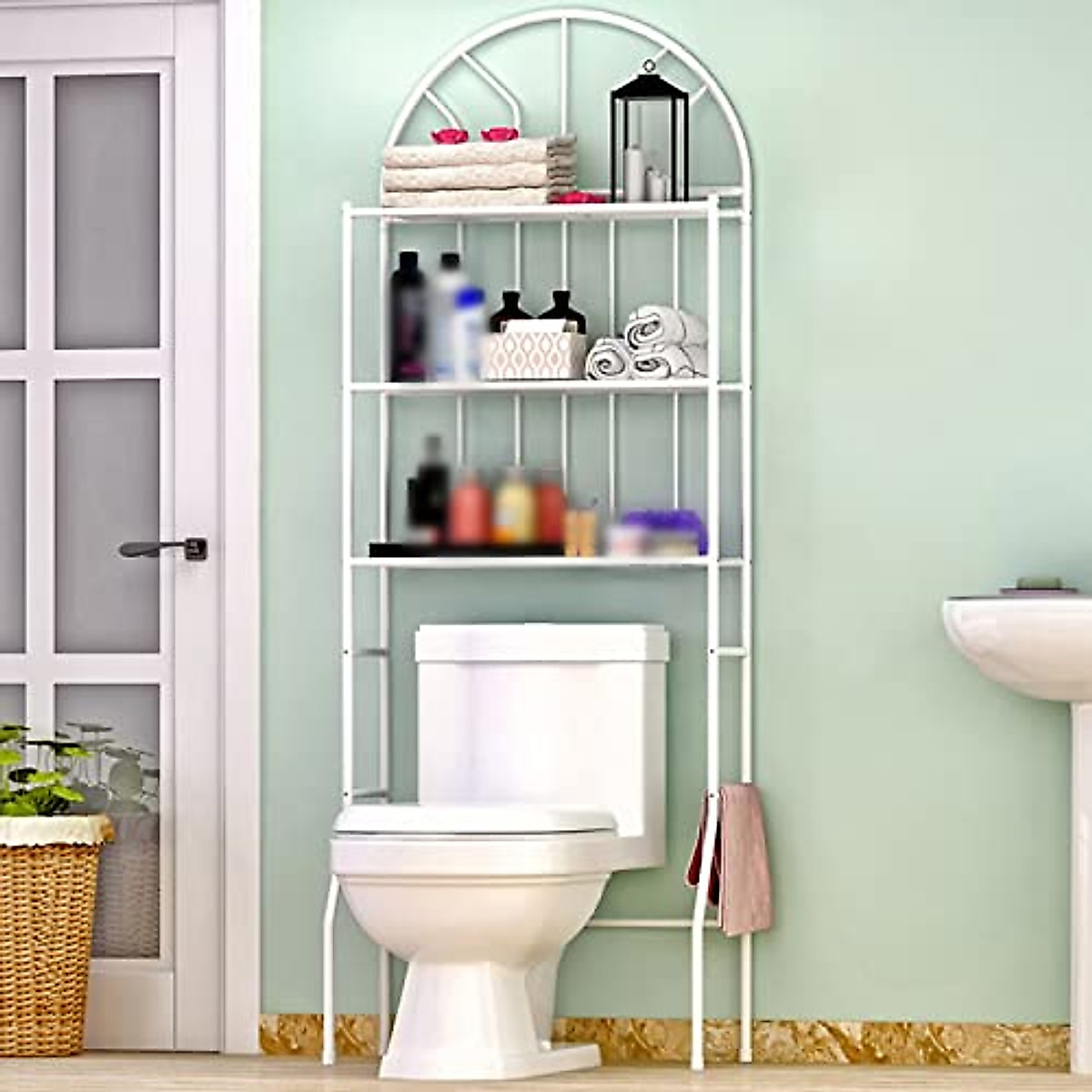 DYRABREST Toilet Storage Rack, 3 -Tier Over-The-Toilet Bathroom Spacesaver Bathroom Shelves Over Toilet-Easy to Assemble, Fit Most Showers on Above Toilet Storage, 25.6" W x 13.4" D x 69.7" H