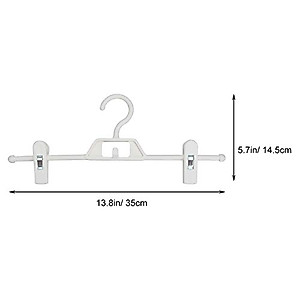 DOITOOL 10PCS Plastic Pants Hangers with Clips Space Saving Hanger for Clothes, Sturdy Skirt Hangers with Adjustable Clip, Closet Clip Hangers for Pant, Jeans, Skirts, Slacks (White)
