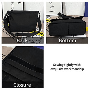 TopTie Classic Canvas Messenger Bag, White Canvas Shoulder Bag Side Bag for Men and Women