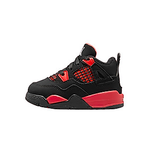 Nike Toddler's Jordan 4 Retro Red Thunder Black/Multi-Color (BQ7670 016), Black/White-red, 8 Toddler