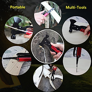 Outdoor Survival Multitool Camping Accessories Gear and Equipment with Durable Sheath 14 in 1 Portable Hatchet with Axe Hammer Saw Screwdrivers Pliers Bottle Opener Knife Gift for Men Women