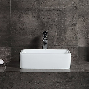 AWESON 16"X12" Rectangular Ceramic Vessel Sink, Vanity Sink, Above Counter White Countertop Sink, Art Basin Wash Basin for Lavatory Vanity Cabinet