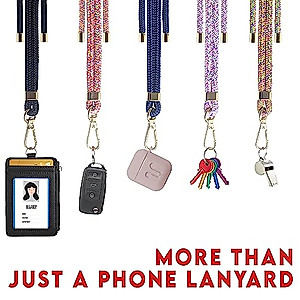 VEZIQ Adjustable Universal Crossbody Patch Phone Lanyard Wrist Strap | Cell Phone Lanyards for Around The Neck | Compatible with Every Smartphone, Key Holder and ID Card Holder - Purple Chroma