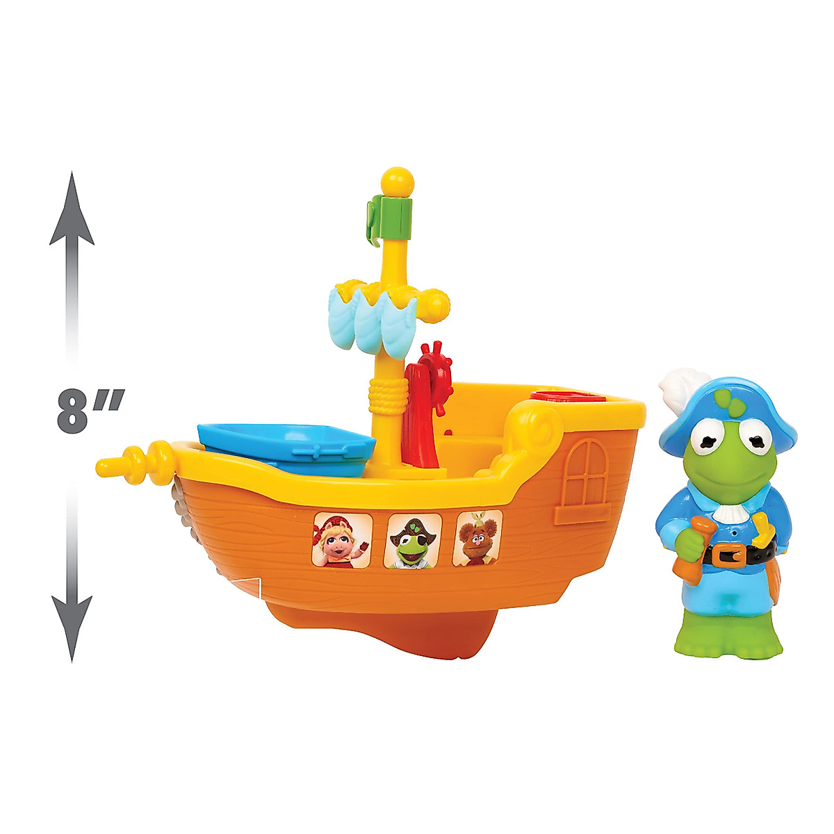 Just Play Disney Junior Muppet Babies Tub Time Cruiser with Kermit the Frog Figure, Bath Toy Boat, Officially Licensed Kids Toys for Ages 3 Up