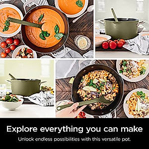 Ninja CW202GN Foodi NeverStick PossiblePot, Premium Set with 7-Quart Capacity Pot, Roasting Rack, Glass Lid & Integrated Spoon, Nonstick, Durable & Oven Safe to 500°F, Olive Green