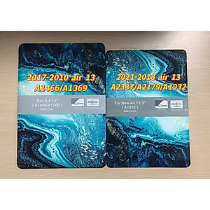 Blue Gold Marble Hard Cover Compatible with MacBook Air 13/13.3 Inch Case 2017 2016 2015 2014 2013 2012 2011 2010 A1466/A1369, AMCJJ Plastic Laptop Hard Shell Case & Keyboard Cover & Screen Protector