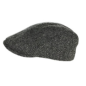 Irish Touring Cap Made in Ireland Fitted Slim Fit Genuine Tweed Charcoal S