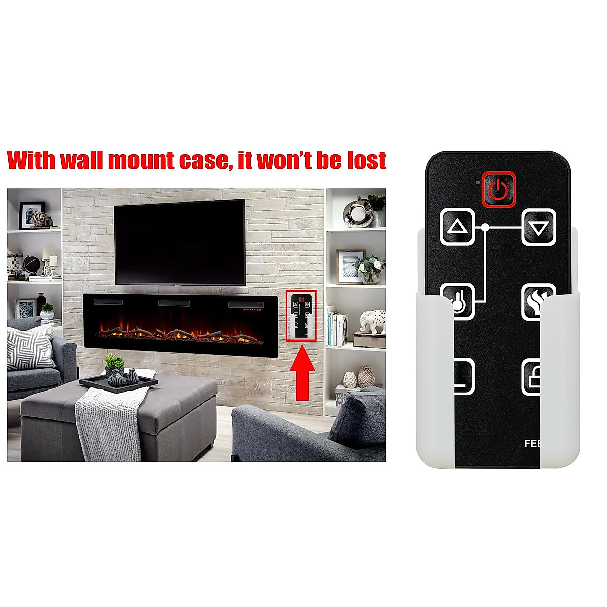 Replacement for FEBO Flame Electric Fireplace Remote Control F13-1-002-021 2014-411002