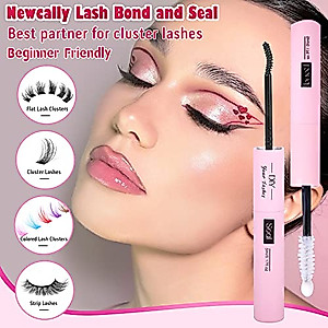 Lash Bond and Seal Lash Clusters Glue Long Lasting 2 in 1 Lash Glue for DIY Lash Extensions at Home Strong Hold Cluster Eyelash Adhesive Waterproof (5ml+5ml) by Newcally