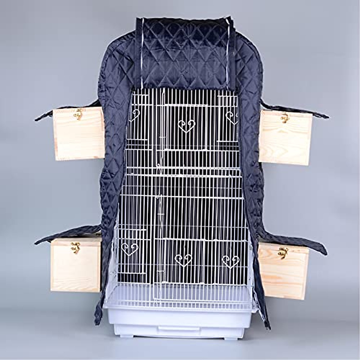 Universal Bird Cage Cover Good Night Cocktail Cage Cover Black-Out Pets Birds Parrot Cage Cover Shade Windproof Light-Proof Sleep Reduces Distractions Double Zipper Breathable Cloth Without Cage