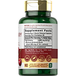 Carlyle Tart Cherry Extract Capsules | 200 Count | Non-GMO and Gluten Free Formula | Traditional Herb Supplement