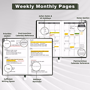 2025 Planner, Weekly Monthly Planner 2025, 8.25"×5.85", 12 Months, JAN.2025 to DEC.2025, School Planner with Soft Flexible Cover, Premium Thick Paper, for School Work Office, Green