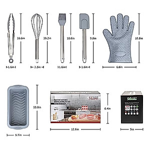 Silicone 6set Bakeware Baking Set, Economical BPA Free Kitchen Baking Pans Heat Resistant Cake Pan, Cake Tools Kit for Bread Pizza Cupcake Muffin Pizza DIY Loaf Cheesecake - Grey