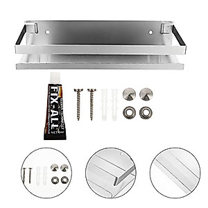 Cabilock Wall Mounted Shower Caddy Basket Shelf Shampoo Holder Organizer for Bathroom Kitchen (Sliver)