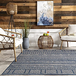 nuLOOM Abbey Tribal Striped Indoor/Outdoor Area Rug, 5' x 8', Blue