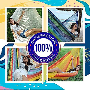 Handmade Hammocks - Handmade Yucatan Hammock - Artisan Crafted in Central America - Fits Most 12 Ft. - 13 Ft. Stands - Carries Up to 330 Lbs. - Single Size