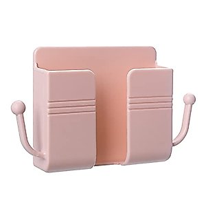 BYNNIX Wall-Mounted Storage Box, Multi-Function Plastic Cartoon Wall Mount Phone Holders with 2 Side Hooks for Kitchen Organizer