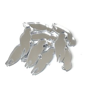Super Cool Creations Parrot Shaped Crafting Mirrors, Set of 10, Many Colours, Shatterproof Acrylic, Bright Green, Pack of 10 x 6cm