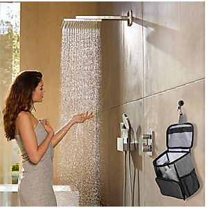 Portable Shower Caddy for Dorm & Gym & Travel - Extra Large Capacity&Drain Mesh, Quick Dry and Water Resistant with Metal Hook - Essential College Dorm for Men & Women（Grey）