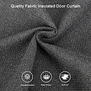 DCUINS Magnetic Fabric Thermal Insulated Door Curtain Fit Door Size 38" x 83", Upgraded Full Strip Magnets Doorway Curtains, Door Insulation Blanket Keep Privacy for Year Round, Dark Grey