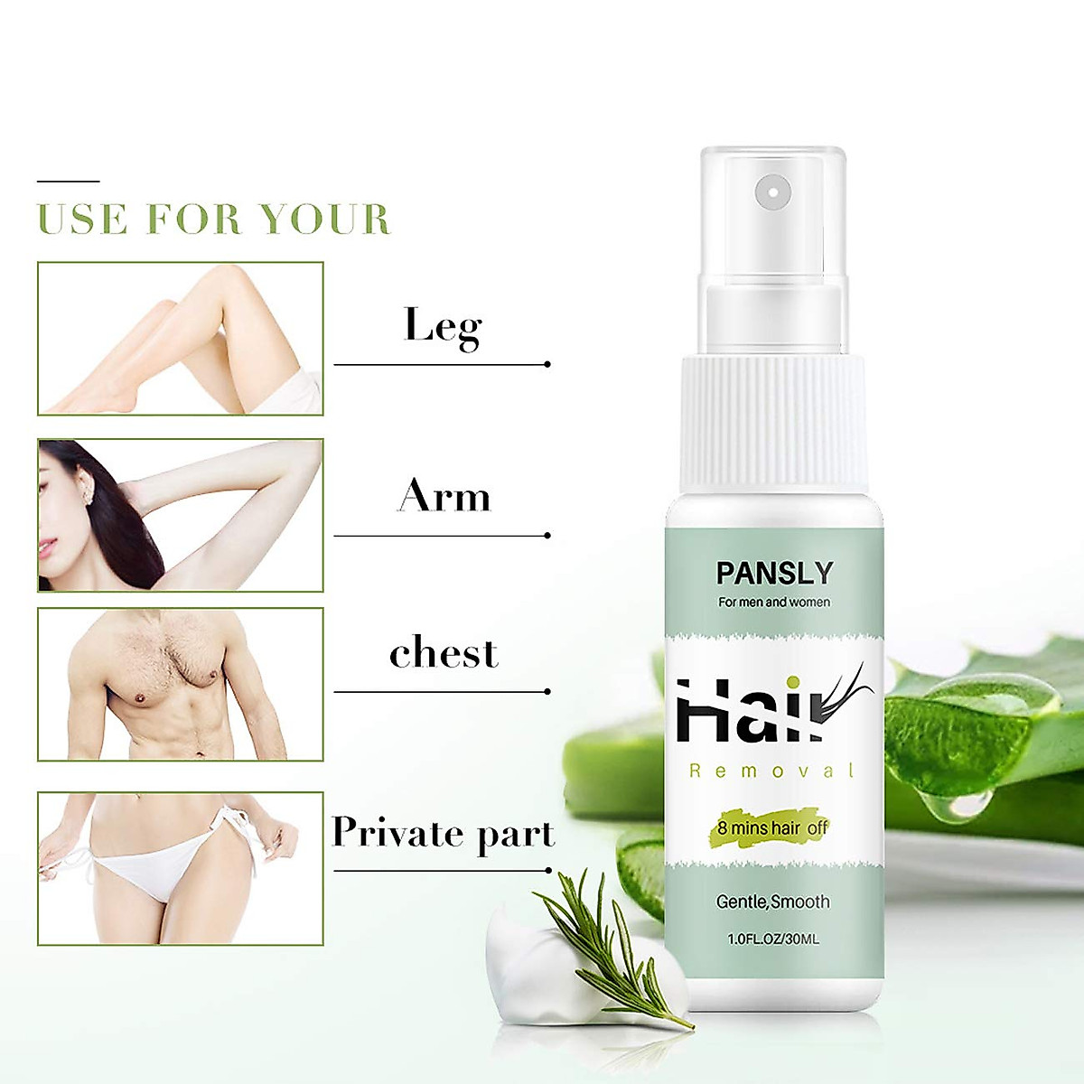 8 mins Painless Hair Removal Cream for Face, Body, Pubic Area, Beard, Bikini, Legs and Armpits