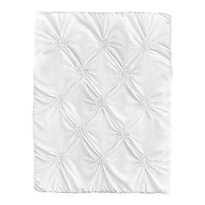 Sweet Jojo Designs Solid Color White Shabby Chic Harper Baby Girl Crib Bedding Set 4 pieces