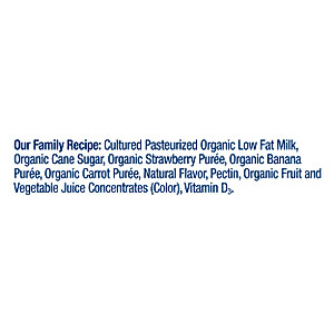 Stonyfield Organic Lowfat Yogurt Smoothies, Strawberry Banana, 3.1 oz., 6 Ct