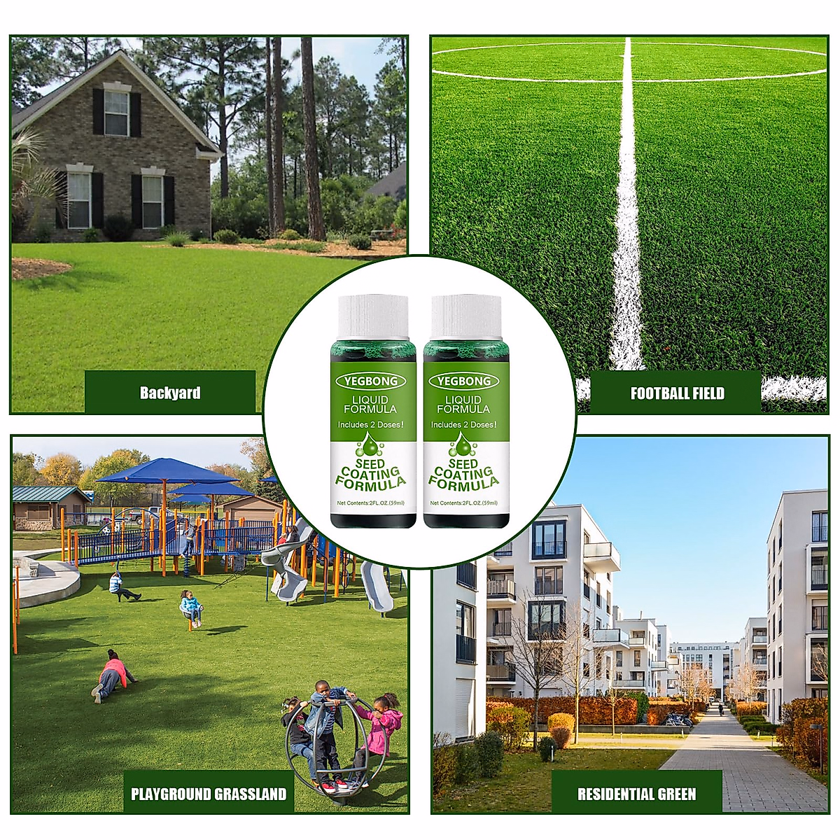 5 PCS Green Grass Lawn Spray, Greenrevive Hydroseeding Lawn Solution Grass Seed Spray,Liquid Grass Seed Spray for Lawn,Hydro Grass Seed Spray（59ml）