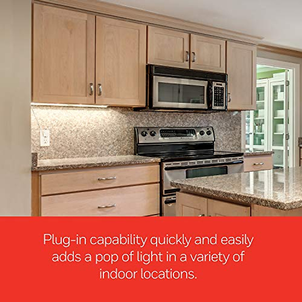 UltraPro 16in. LED Fixture, Under Cabinet Light, 2700K Warm White, 445 Lumens, Closet, Kitchen, Flat Plug, 44128