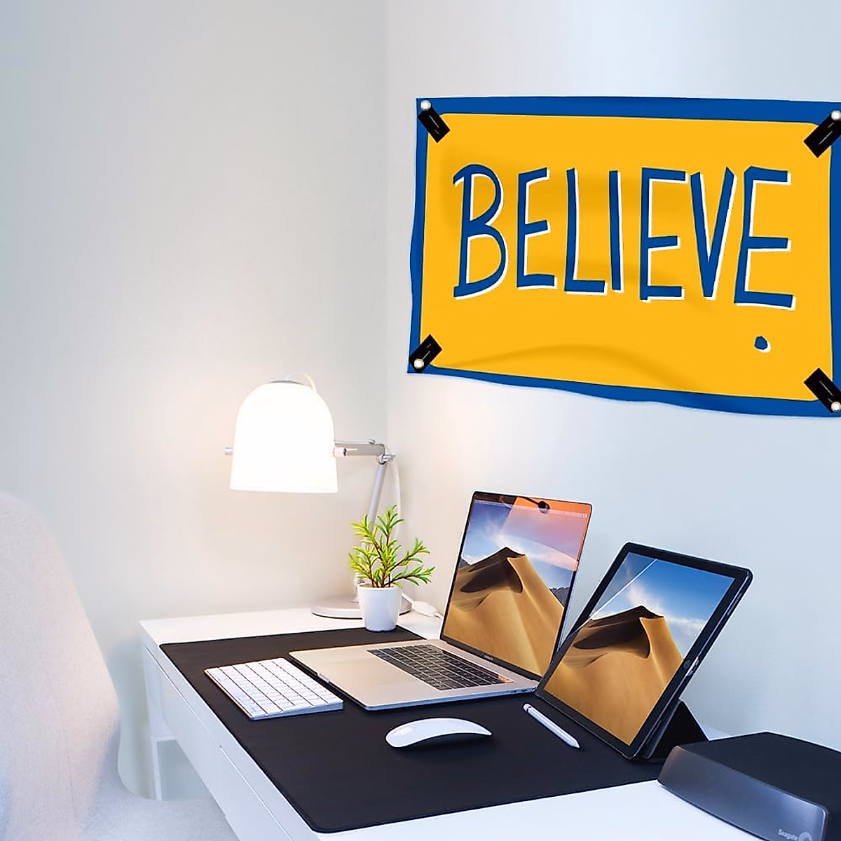 Believe Funny Flag 3x5 Ft Flags Easy Hanging College Dorm Man Cave Wall Decoration with 4 Grommets