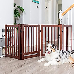 Primetime Petz 360 Configurable Dog Gate with Door – Indoor Freestanding Walk Through Wood Pet Gate,Walnut