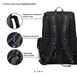 Dude & Bestie Predator Laptop Backpack 28L Travel School Daypack (Black)