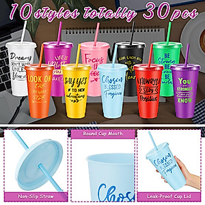 Uiifan 30 Pcs Bulk Appreciation Gifts for Employee Staffs Coworkers 24oz Inspirational Plastic Tumbler with Lid and Straw Reusable Plastic Cups Office School Classroom Christmas Gift (Bright Color)