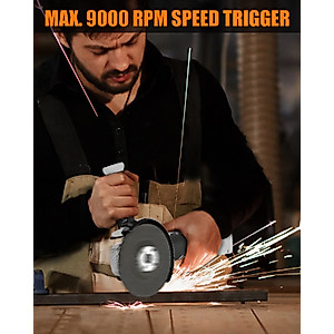 WORKSITE Cordless Angle grinder, 4-1/2 Inch Power Angle Grinder with 4-Pole Motor, Adjustable Auxiliary Handle, Cutting Wheels, Grinding Wheels and Flap Discs, 4.0 Ah Battery & Charger Included