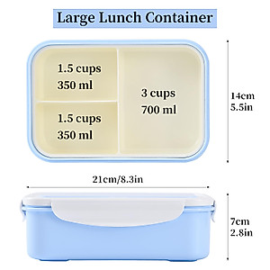 UPTRUST Bento Lunch container For Kids, Bento adult box With 3 Compartment. Leak-proof, Microwave safe, Dishwasher Safe, Freezer Safe,Meal Fruit Snack Packing Box(Spoon&Fork included) (Pink)