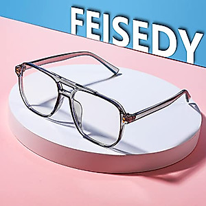 FEISEDY Blue Light Blocking Glasses Fake Nerd Clear Square Computer Lightweight Pilot Glasses Frame Oversized B2866