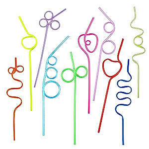 40 Pcs Premium Crazy Straws for Kids/Adults Assorted, Twists Fun Colorful Drinking Straws, 10 Colors and Styles Reusable Plastic Straws - for Party Favors