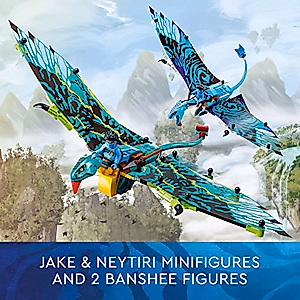 LEGO Avatar Jake & Neytiri First Banshee Flight 75572 Building Toys - Pandora Movie Inspired Set with 2 Banshee Figures, 2 Minifigures, Glow in The Dark Elements, Great for Kids Ages 9+