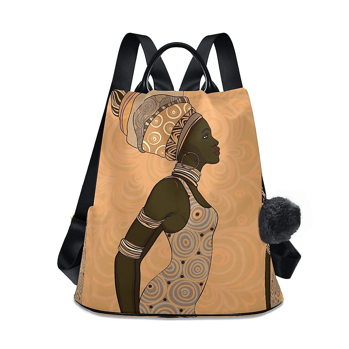 ALAZA Beautiful African American Woman in Turban Backpack with Keychain for Woman Ladies