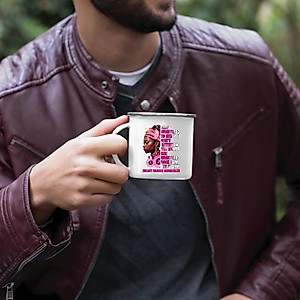 Gift Cancer Survivors Black I am The Storm Pink Ribbon 12oz Enamel Silver Mug