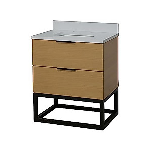 Kitchen Bath Collection Mia 30-inch Bathroom Vanity: Includes Blonde Wood Cabinet with Matte White Countertop and White Ceramic Sink