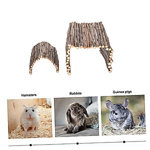HEALEEP 2Pcs Hamster Arch Bridge Rat Playground Rat Toys Small Pets Training Tunnel Hamster Ladder Toy Hamster Platform House Rat Ladder Hamster Climbing Apple Wood Rope Ladder Rabbit