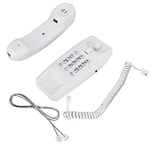 Corded Wall Phone Without Caller ID, Desktop Landline Corded Telephone for Home,Hotel,Living Room,School and Office,Powered by Telephone Line(White)