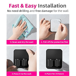 DOMAXCAI 4 Pack Broom Holder Wall Mount, Improved Broom Holder, Super Anti-Slip Mop and Broom Holder Wall Mount, Broom Hanger Gripper for Kitchen, Bathroom, Closet, Garden Garage, Black