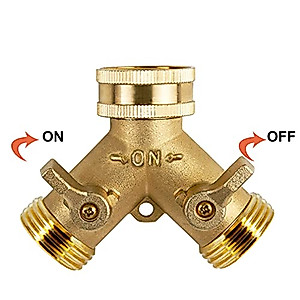 Triumpeek Brass Garden Hose Splitter, 3/4 Inch Brass Hose Connector, 2-Way Y Brass Hose Connector