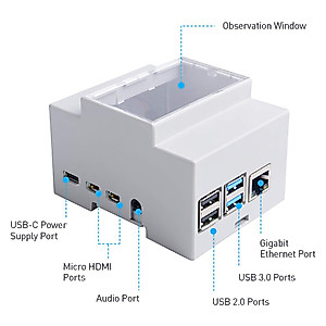 GeeekPi Case for Raspberry Pi 4, DIN Rail Case with Fan for Raspberry Pi 4, Modular Box for Electrical Panels, Pi 4 Heatsinks for Raspberry Pi 4 Model B