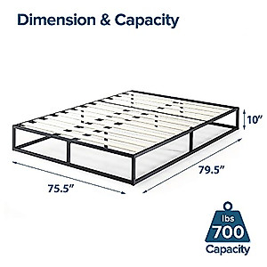 ZINUS Joseph Metal Platforma Bed Frame, Mattress Foundation, Wood Slat Support, No Box Spring Needed, Sturdy Steel Structure, King
