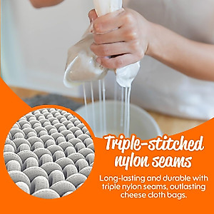 Pro Quality Nut Milk Bag - XL12"X12" Bags - Commercial Grade Reusable All Purpose Food Strainer - Food Grade BPA-Free Ultra Strong Fine Nylon Mesh - Almond Milk, Juices, Cold Brew Recipes Videos -1