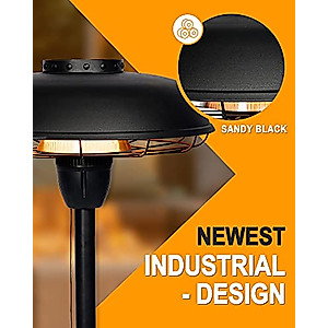 Star Patio Electric Patio Heater, Tabletop Heater, 1500W Infrared Outdoor Heater With UFO Shape Sandy Black Finish, Industrial Style Series, IP44 Waterproof, STP2036-BT